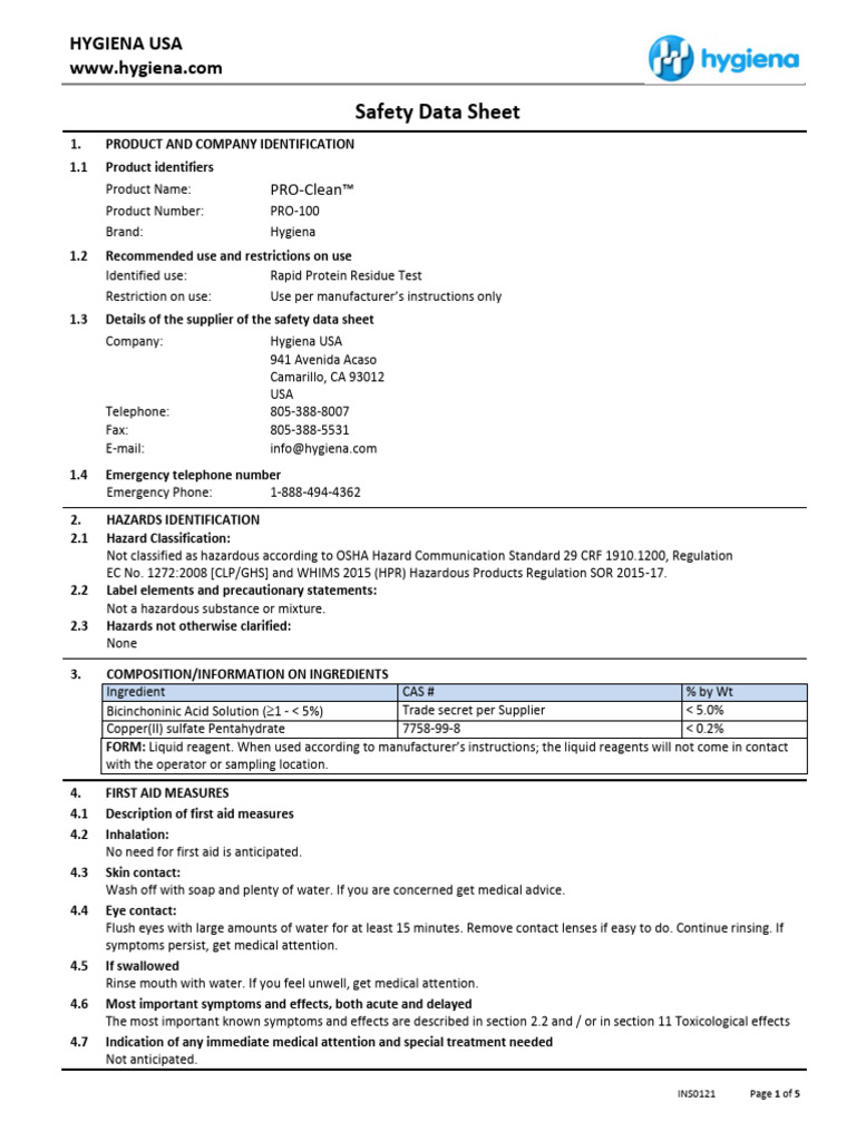 TDS Pro Clean | PDF | Safety | Occupational Safety And Health