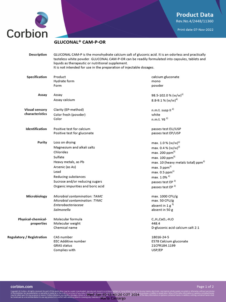 PDS Gluconal | PDF | Salt (Chemistry) | Calcium