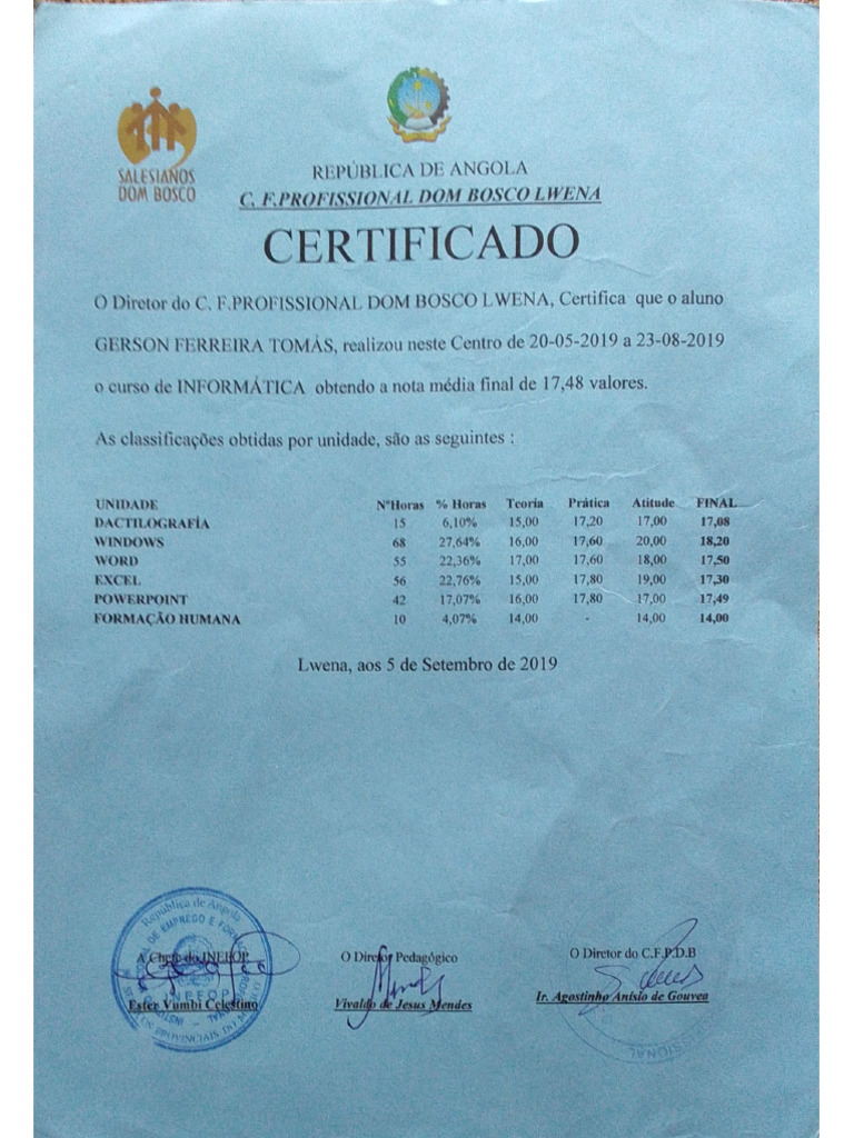 Certificado de informática | PDF