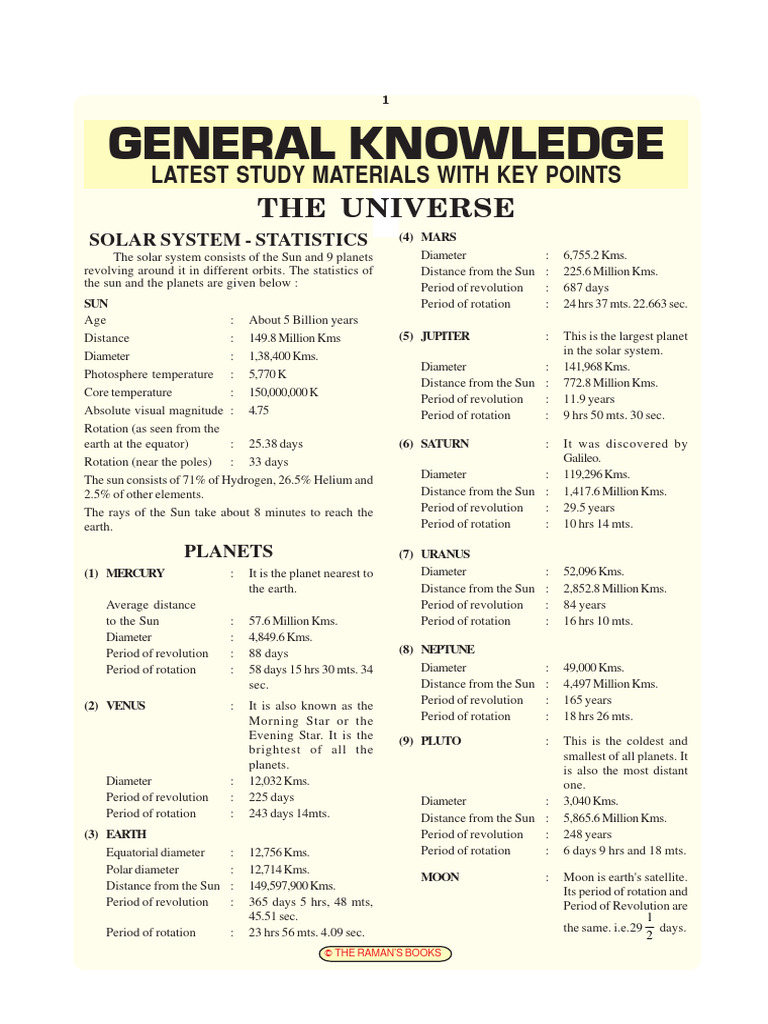 GK Book | PDF | Sun | Planets