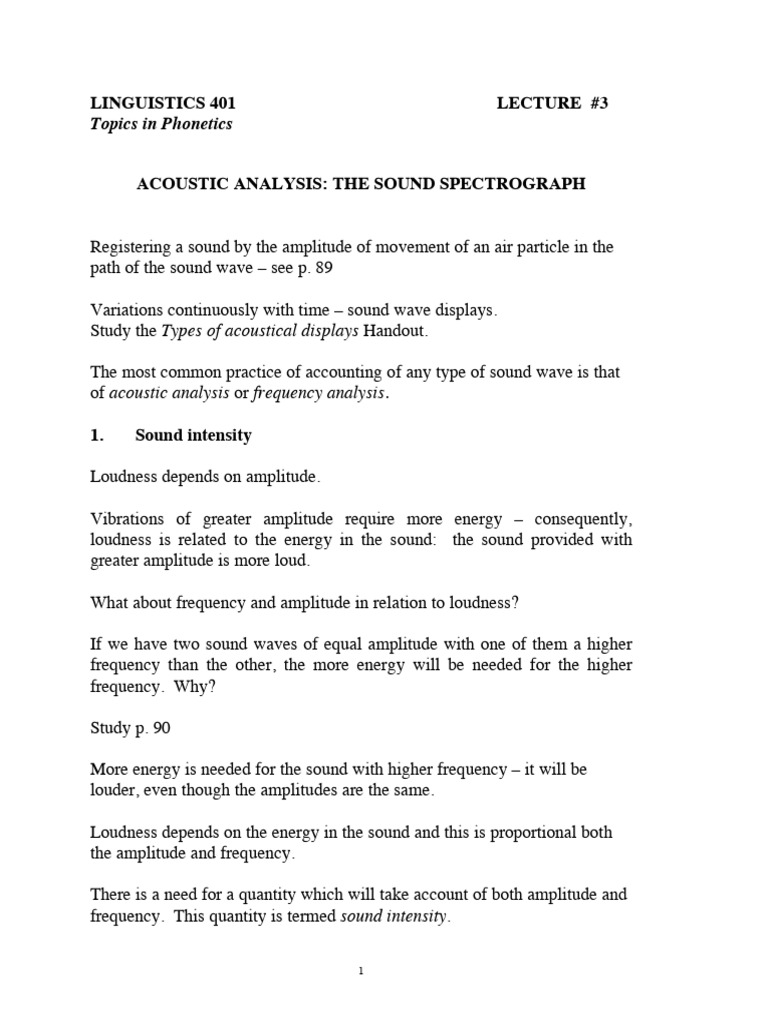 Lecture 3 | PDF | Pitch (Music) | Sound