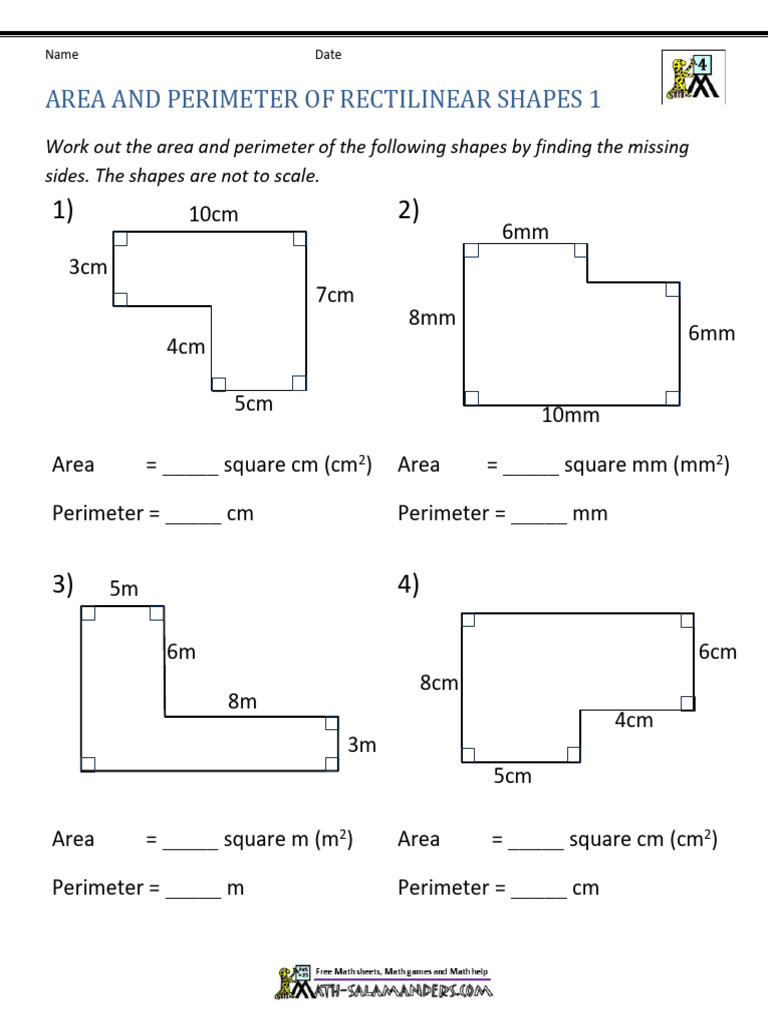 Area and Perimeter of Rectilinear Shapes 1 | PDF