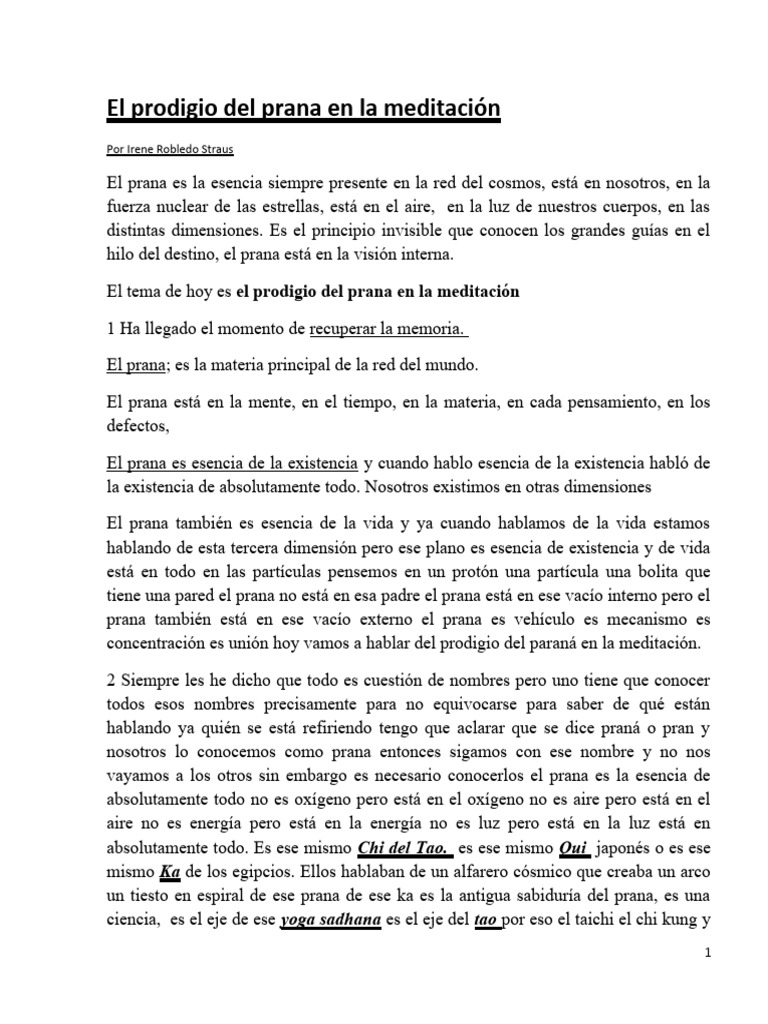 El Prana y la Meditación | PDF | Conciencia | Meditación