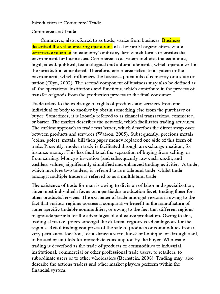 Introduction to Commerce | PDF | Trade | Commerce