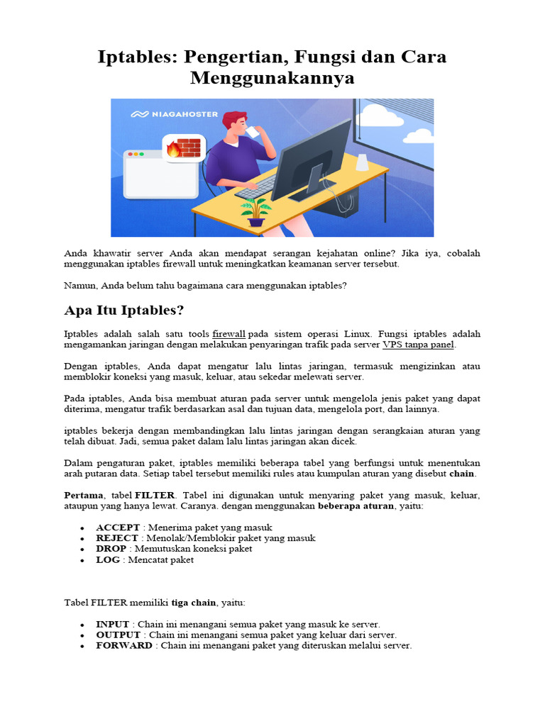 Iptables - Pengertian, Fungsi Dan Cara Menggunakannya | PDF