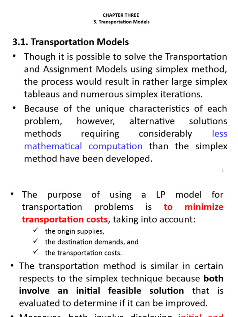 OR CH 3. Transportation Model | PDF | Mathematical Optimization ...