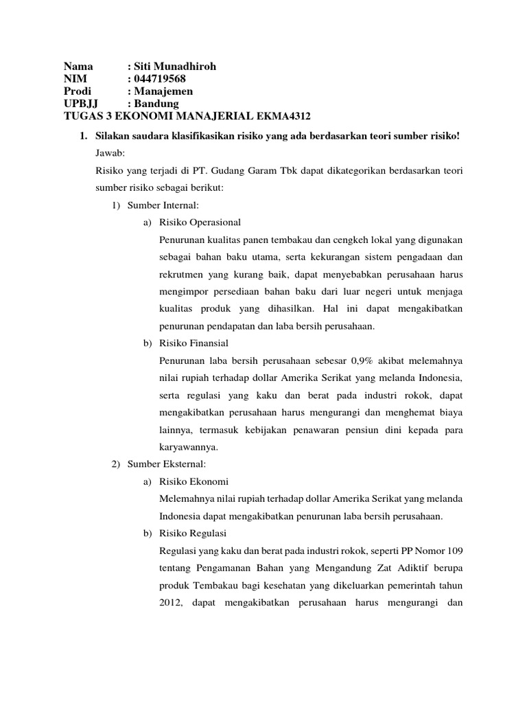 Tugas 3 Ekonomi Manajerial Ekma4312 | PDF