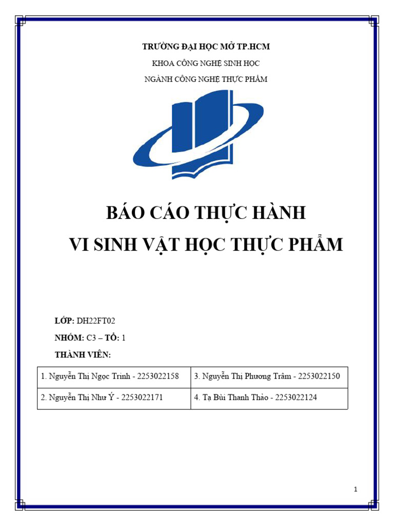 BCTH ViSinhVatTP NhomC3 To1 | PDF