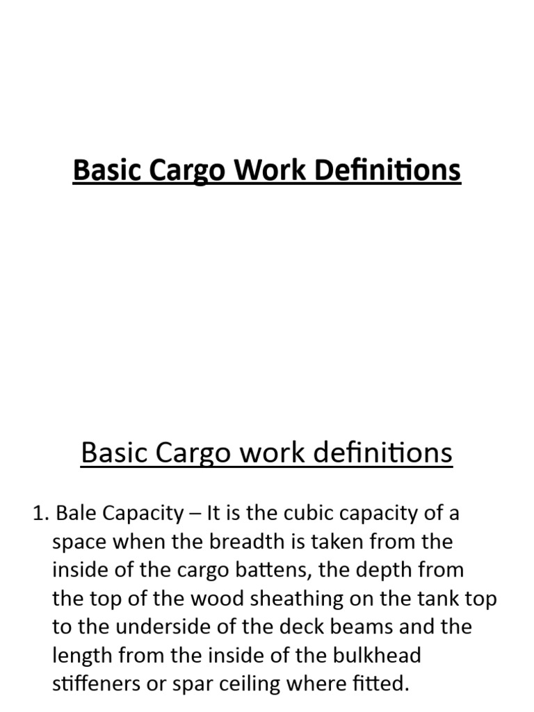 Cargo Work Definitions & Freight Charging | PDF | Cargo | Volume