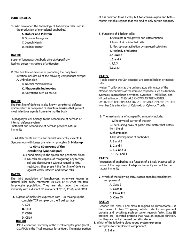Isbb Recalls | PDF | Natural Killer Cell | Immune System