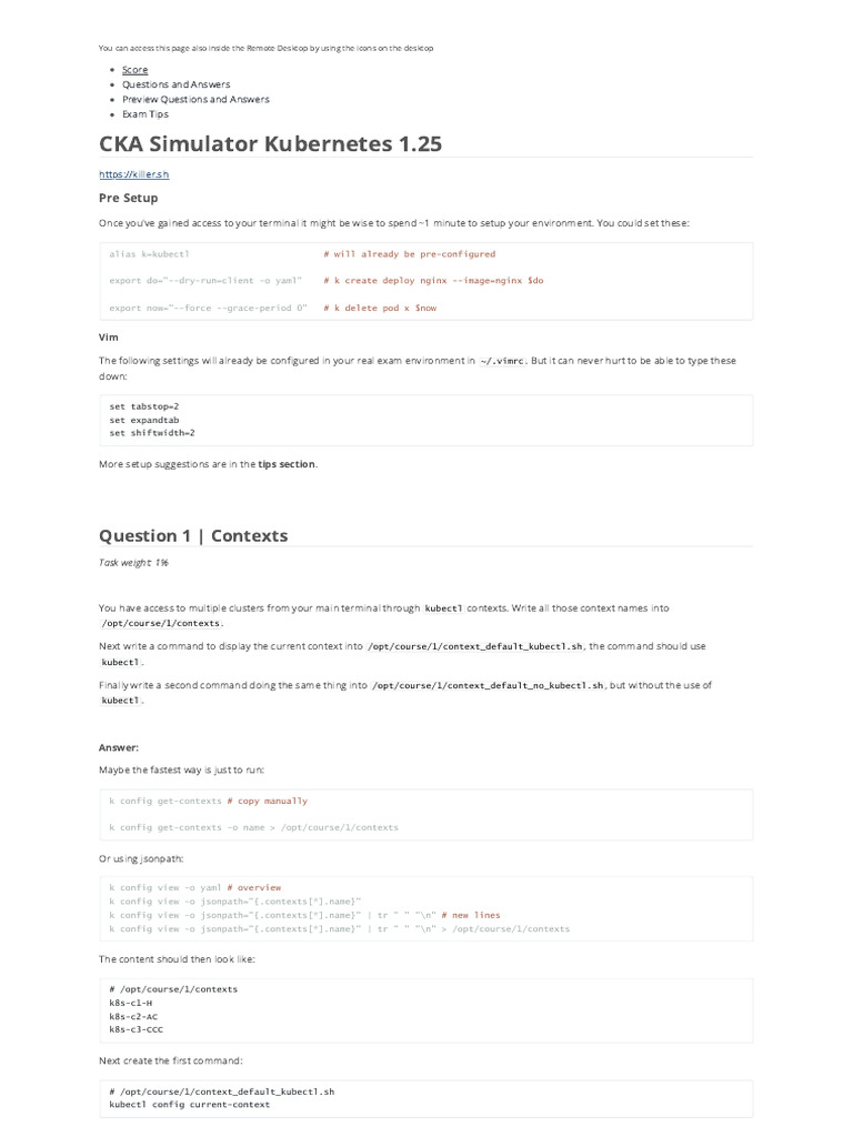 Killer Shell - CKS CKA CKAD Simulator | PDF | Computing | Computer Architecture