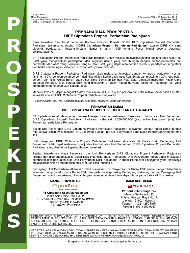 Prospektus Dire Cipta Properti Perhotelan Padjajaran 1 | PDF