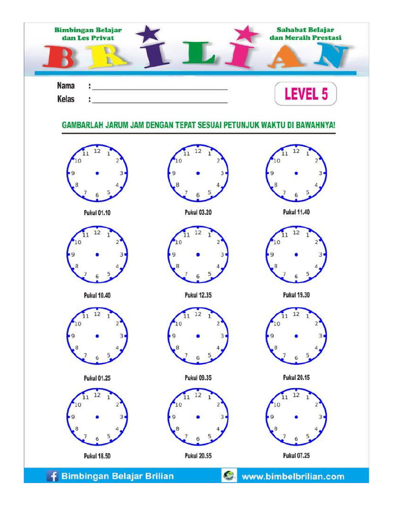 Latihan Membuat Jam Sesuai Petunjuk Waktu | PDF