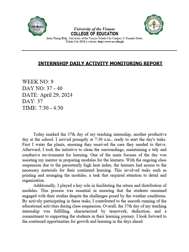 weekly monitoring report | PDF | Learning | Pedagogy