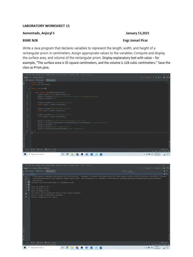 Java Program for Prism Calculations | PDF | Computers