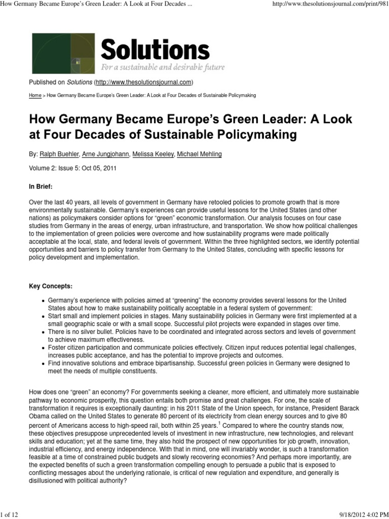 How Germany Became Europe's Green Leader - A Look at Four Decades of ...