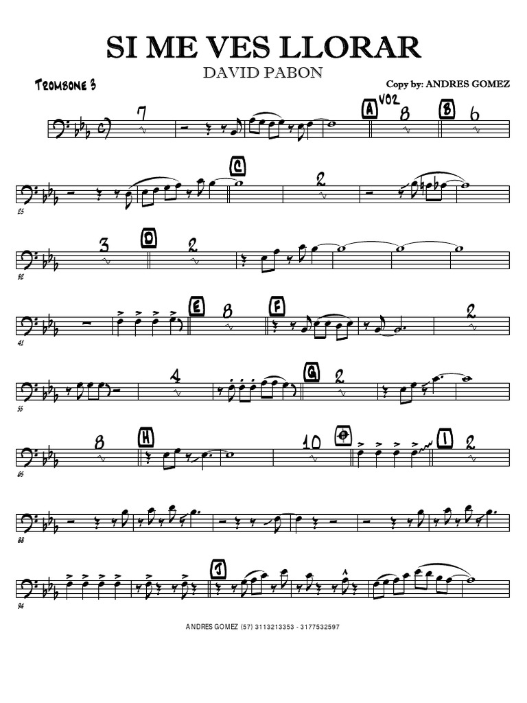 Si Me Ves Llorar - Trombone 3 | PDF