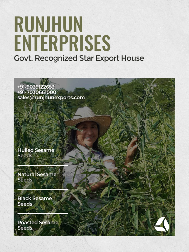 Runjhun Enterprises: Sesame Seed Catalog | PDF | Sesame | Foods
