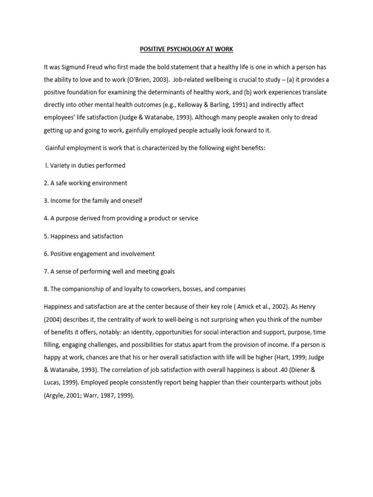 Positive Psychology at Work | PDF | Leadership | Job Satisfaction