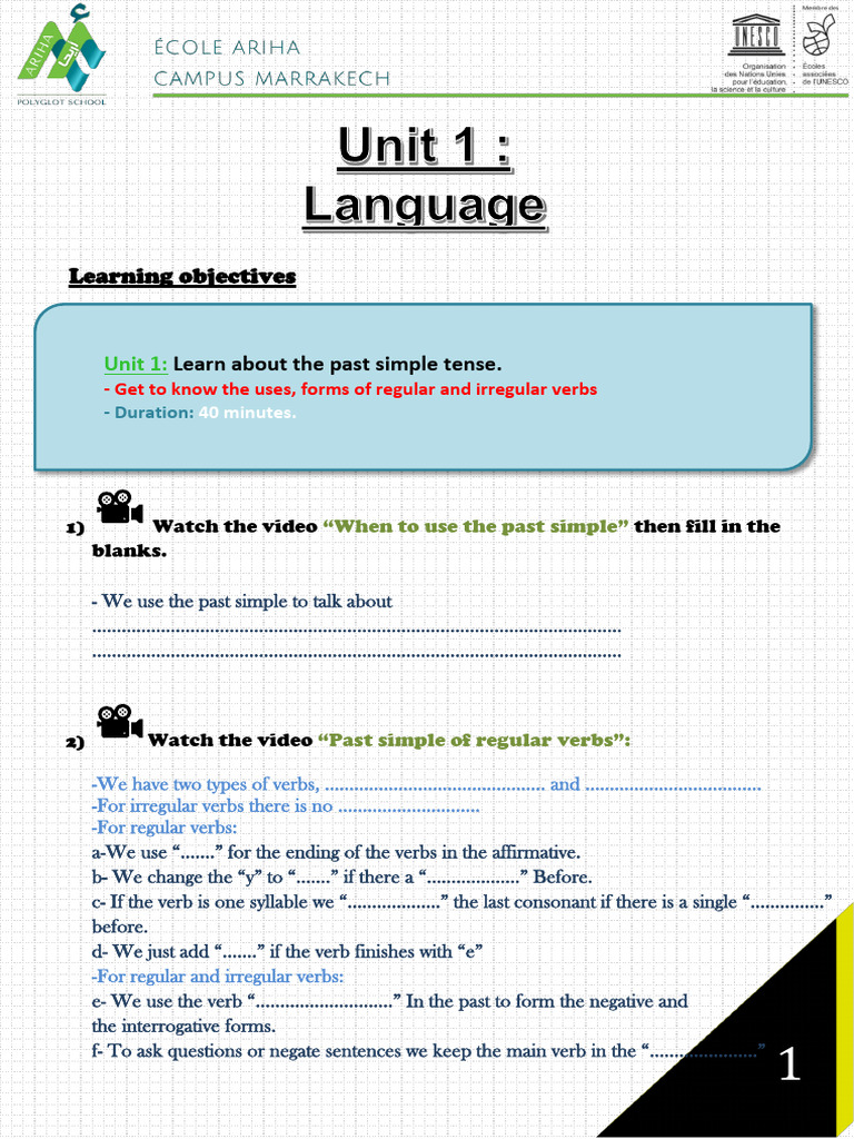 CC TPA Unit 1 Language | PDF | Verb | Syntax