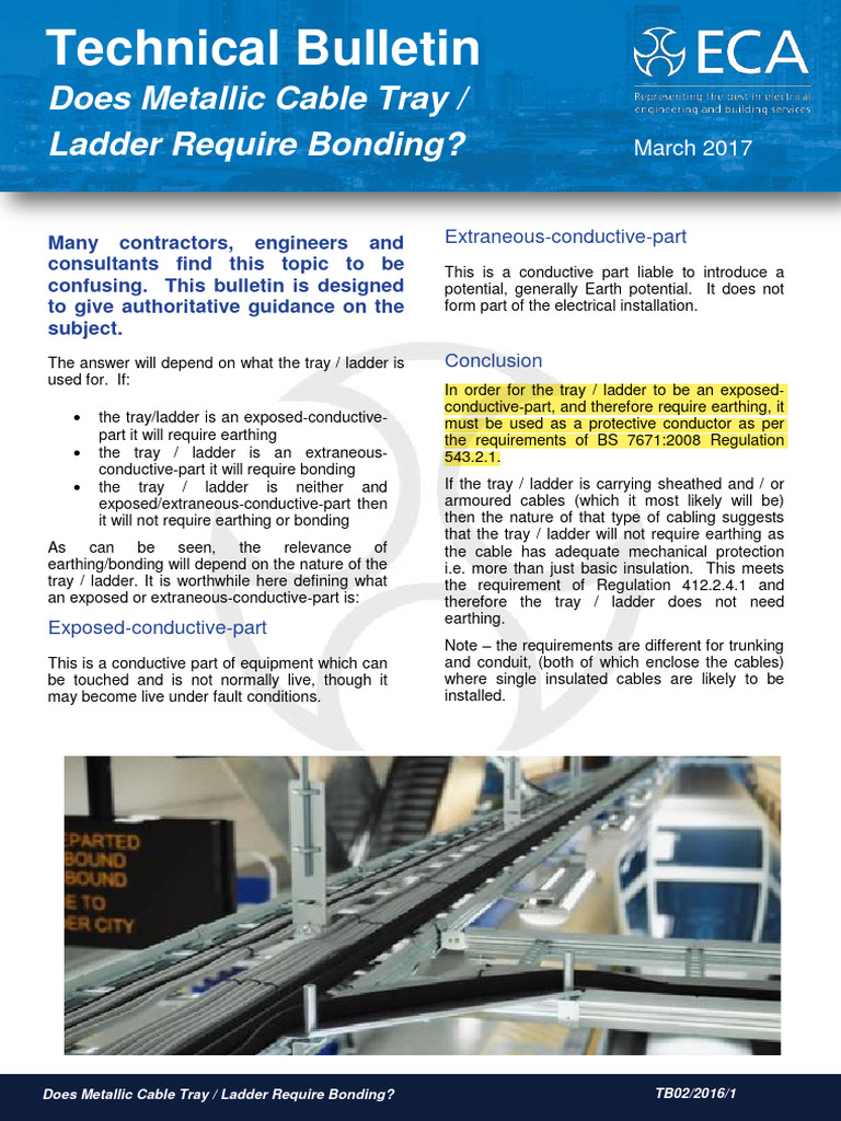 TB Does Metallic Cable Tray Ladder Require Bonding | PDF | Electrical ...