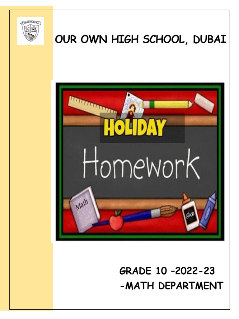 Math Holiday Homework - Grade 10 | Download Free PDF | Equations ...