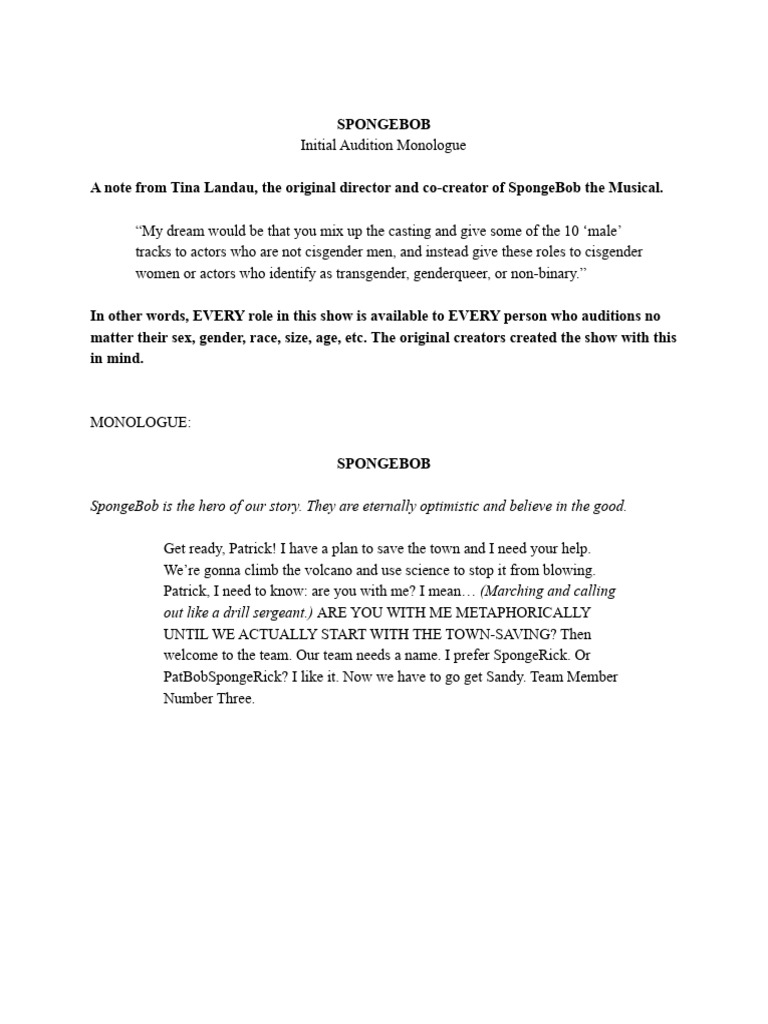 SpongeBob Monologue | PDF