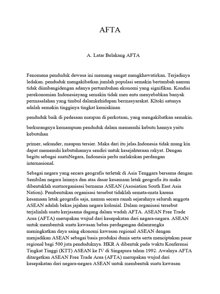 AFTA | PDF