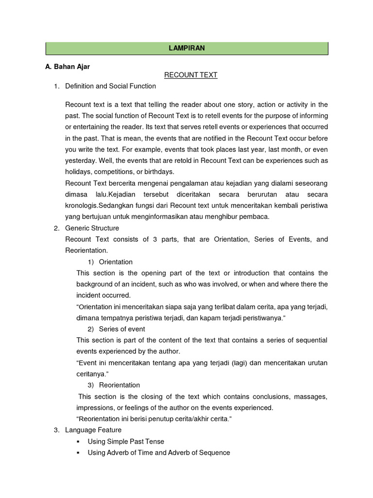 LAMPIRAN LKPD Recount Text | PDF