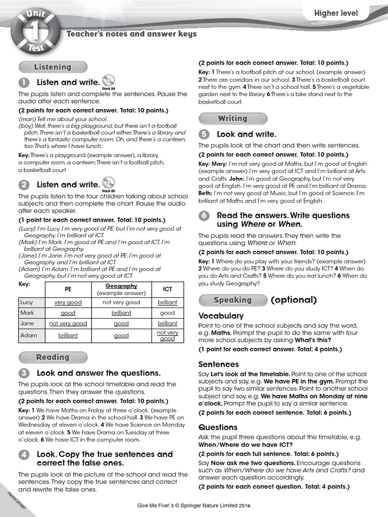 GMF L3 Units 1-9 Higher Level Tests Answer Key | PDF | Salad | Sharks
