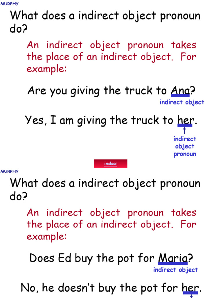 Indirect Objects and Their Pronouns | PDF | Grammatical Number | Grammar