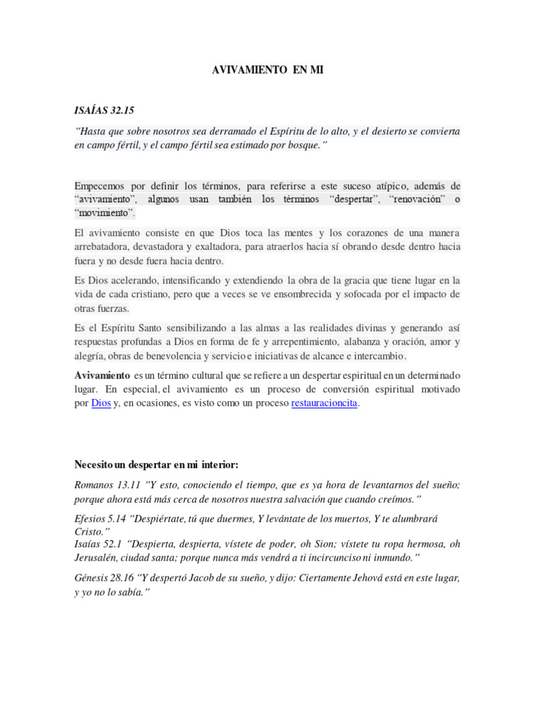 Avivamiento y Renovación Espiritual | PDF | Renacimiento cristiano | Dios