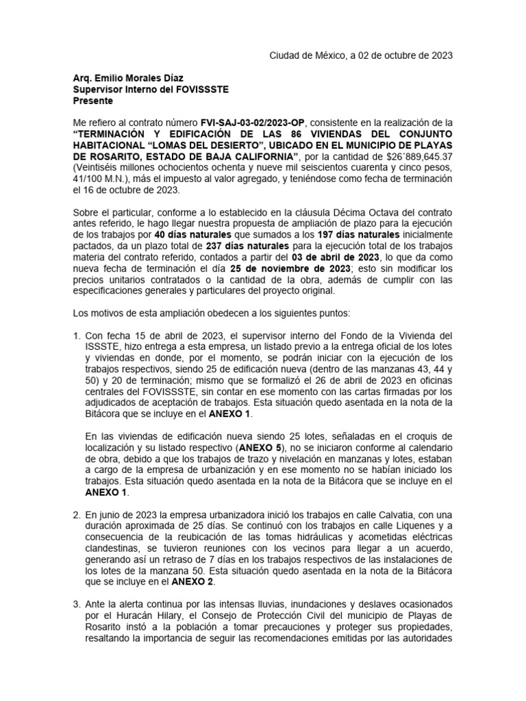 Solicitud de Convenio Modificatorio MC Ginnis | PDF | Hogar, jardinería ...