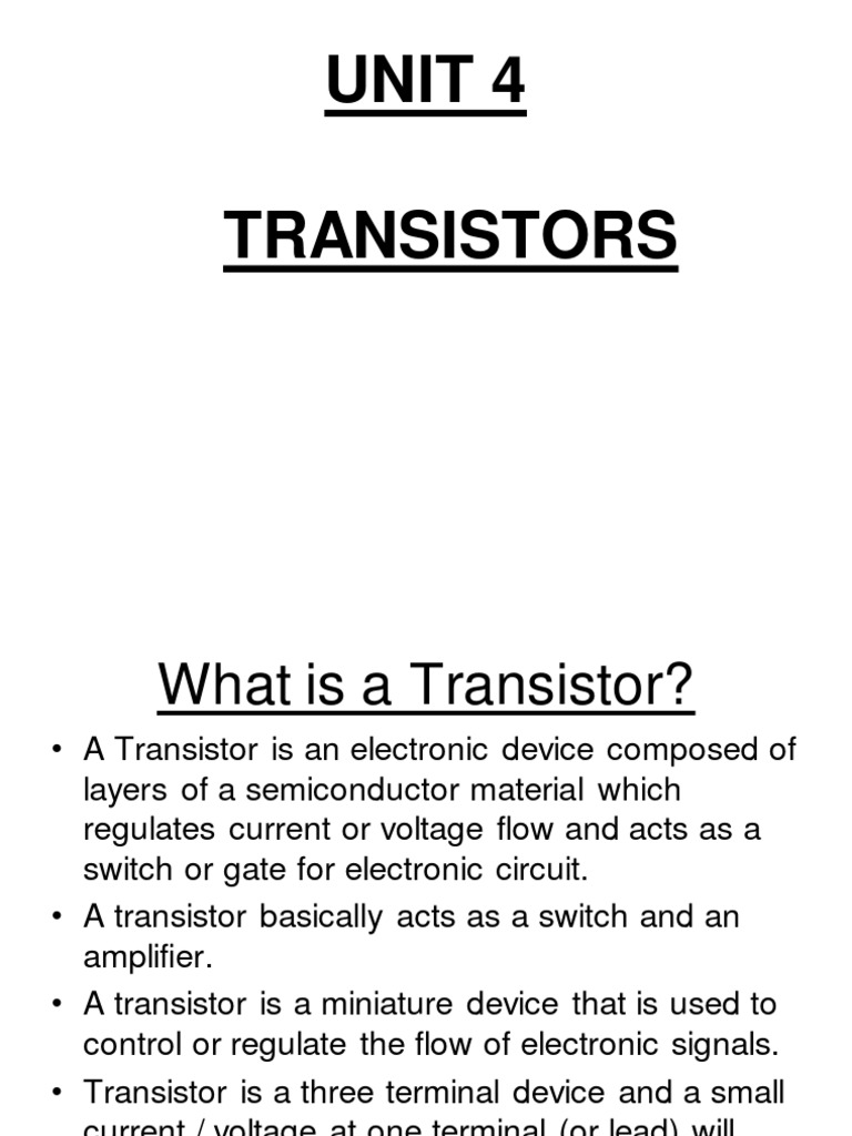 Unit 4 - Transistor | PDF | Bipolar Junction Transistor | Amplifier
