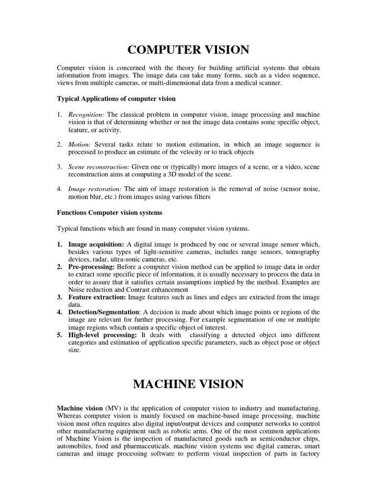 Computer & Machine Vision | PDF | Computer Vision | Multidimensional Signal Processing