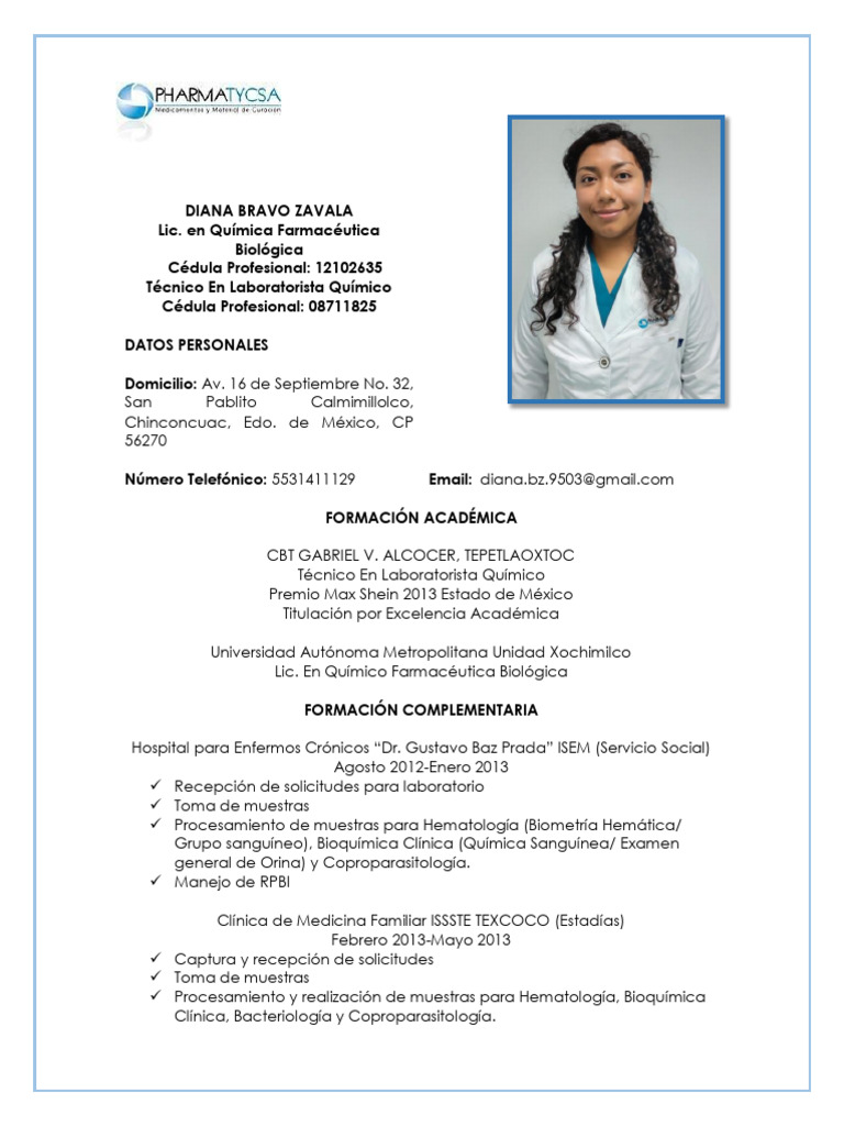 CV DBZ Pharma2 | PDF | Farmacia | Medicamentos con receta