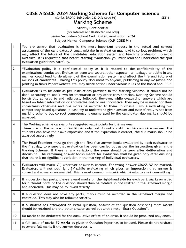 Marking Scheme Computer Science 083 | PDF | World Wide Web | Internet & Web