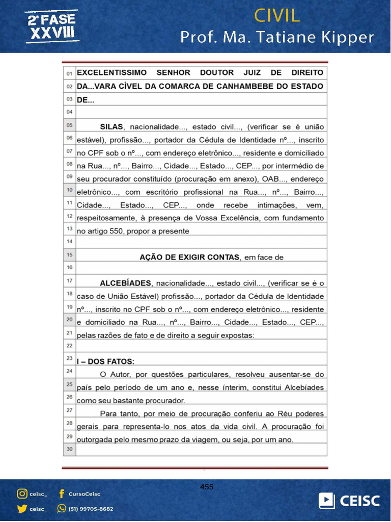 Modelo de Peça AÇÃO DE EXIGIR CONTAS | PDF