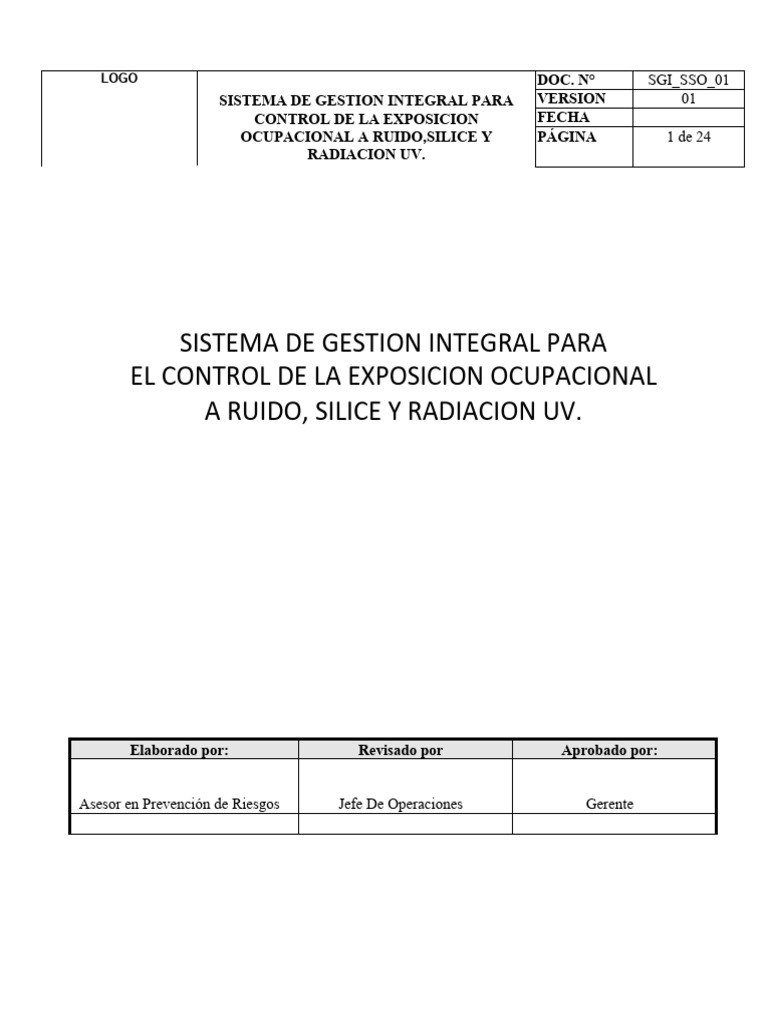 Programa Gestion Ruido Silice y Radiacion Uv | PDF | ruido | Ultravioleta