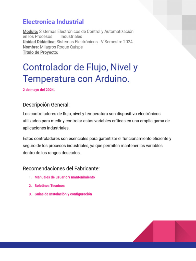 Controlador de Flujo, Nivel y Temperatura Con Arduino | PDF ...