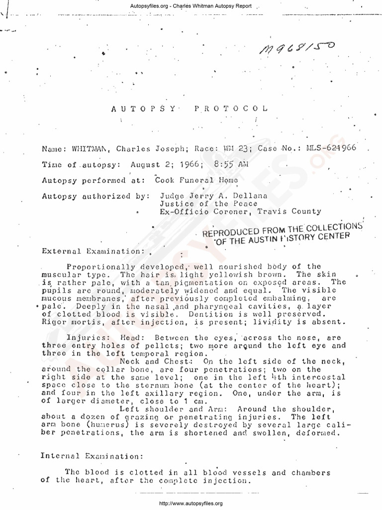 Reporte de Charles Whitman | PDF | Heart | Blood