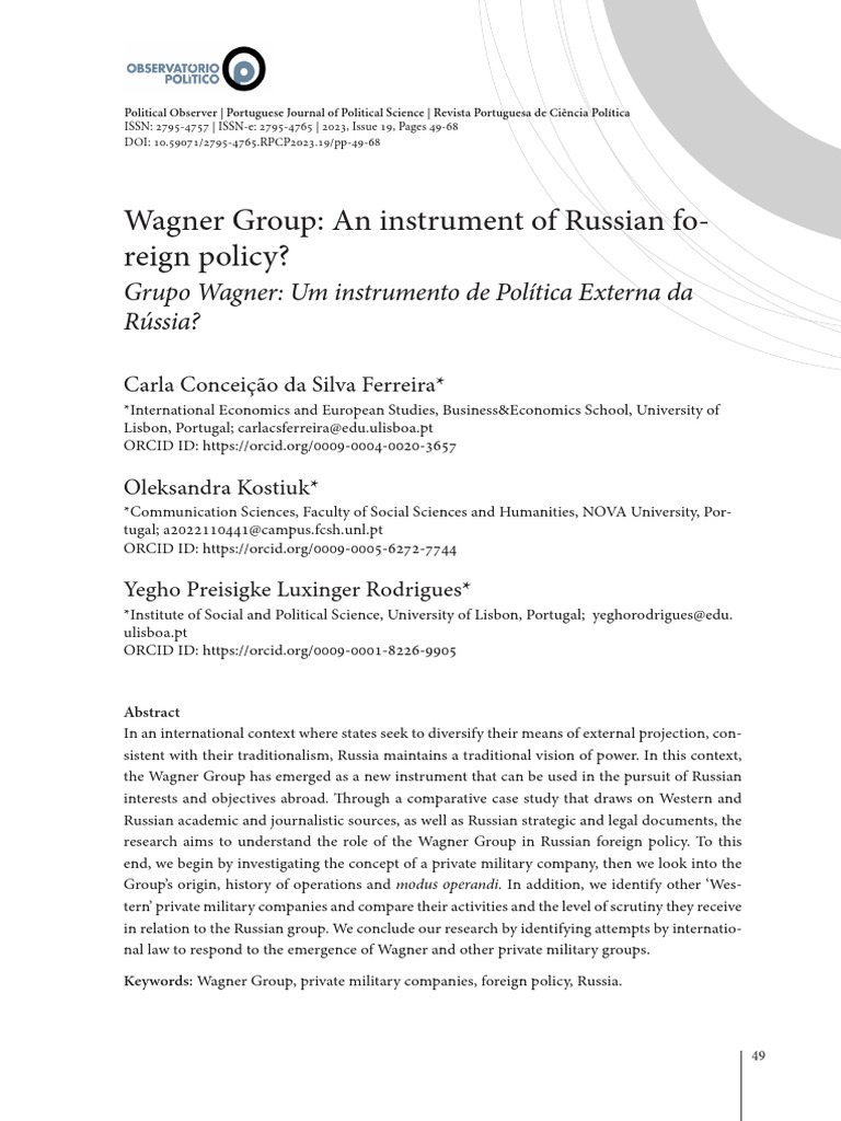 Wagner Group An Instrument of Russian Foreign Poli | PDF | Politics