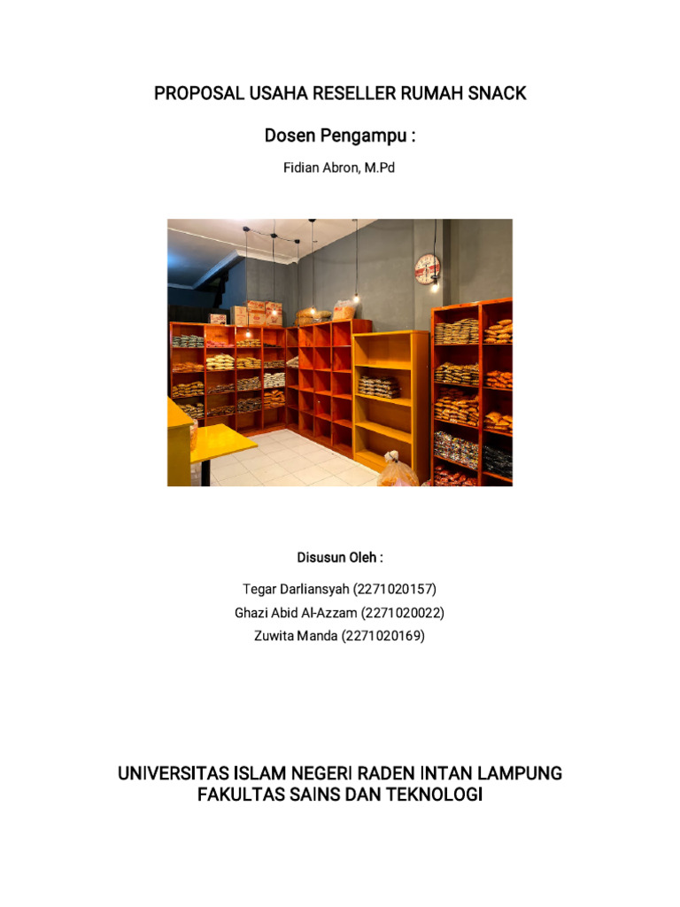 Proposal Usaha Reseller Rumah Snack | PDF | Kesehatan Holistik