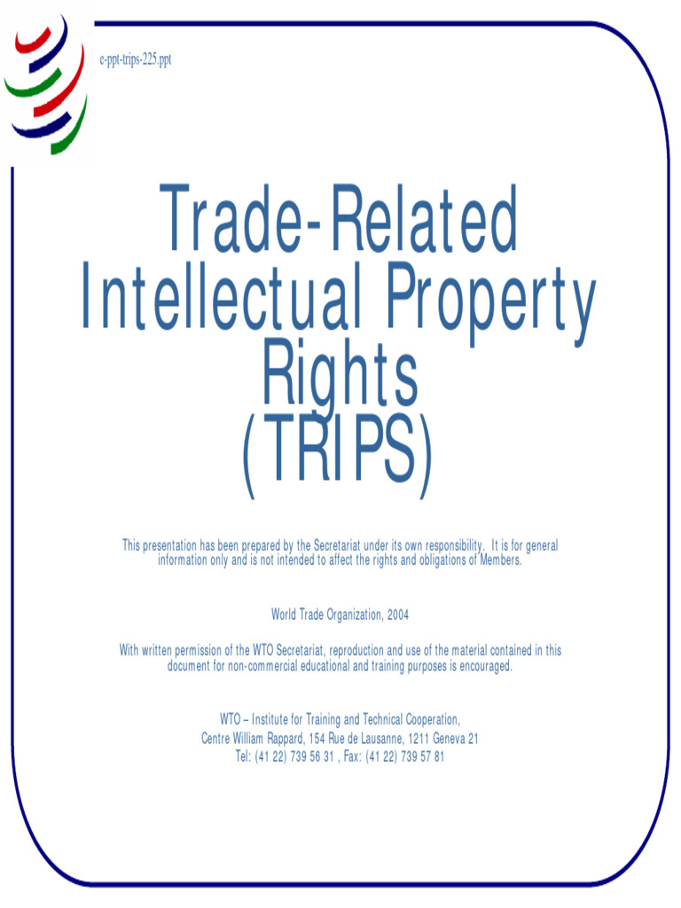 TRIPS(presentation) | PDF | Trips Agreement | Intellectual Property