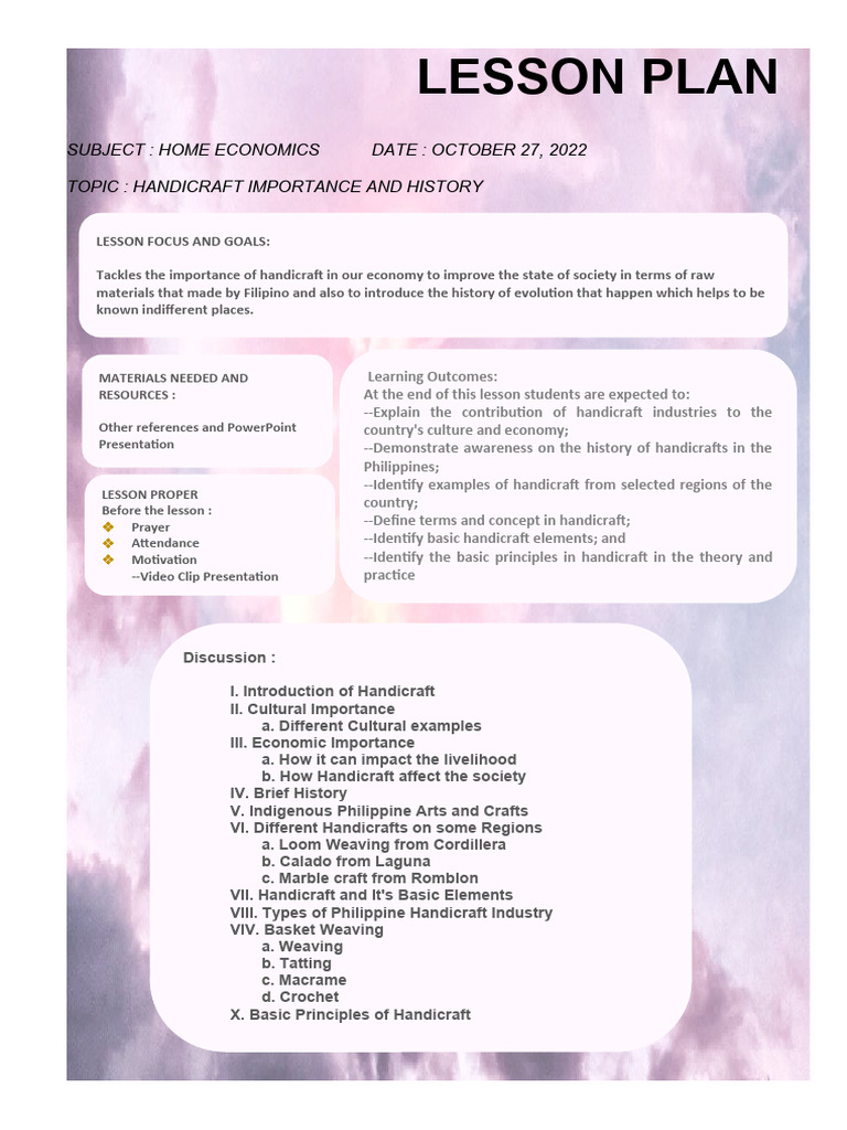 LESSON-PLAN | PDF | Weaving | Liberal Arts Education