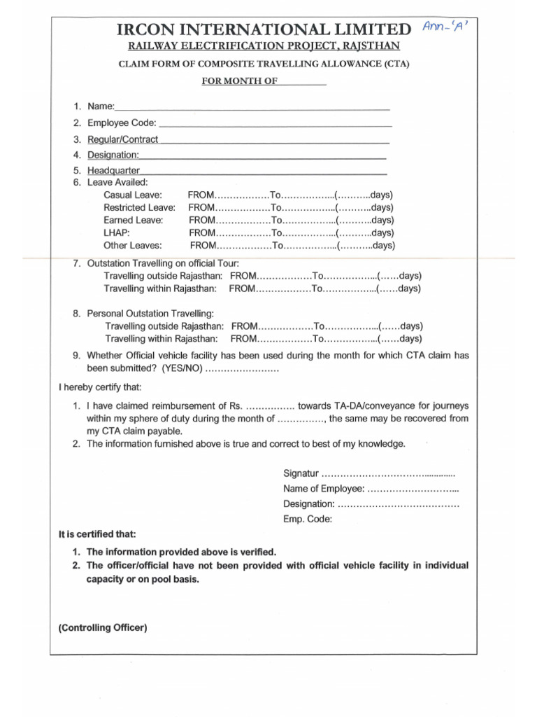 Format Cta Form | PDF