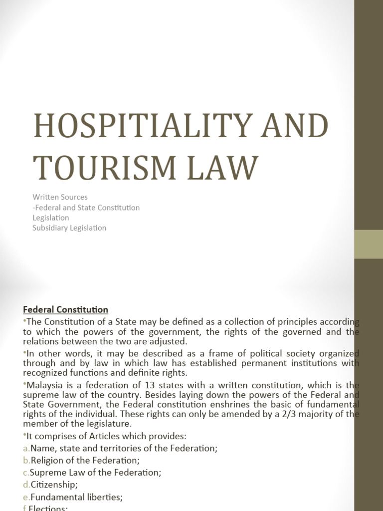 Hoapitiality and Tourism Law (Topic 1) Sources of Law | PDF | Bill (Law ...