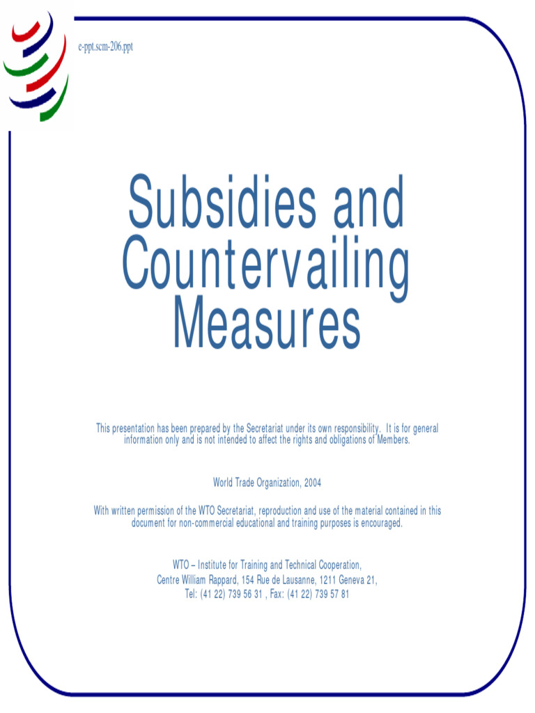 Subsidies & Countervailing Measures | PDF | World Trade Organization ...