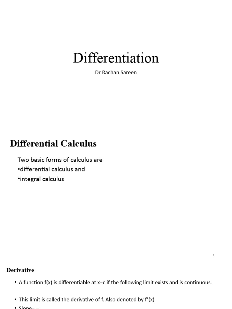 2 2differentiation | PDF | Derivative | Calculus