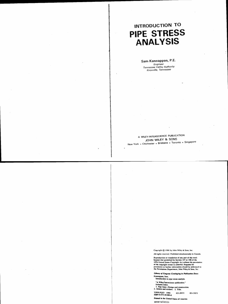 Introduction to Pipe Stress Analysis-Sam Kannappan-1986 | Download Free PDF | Strength Of ...